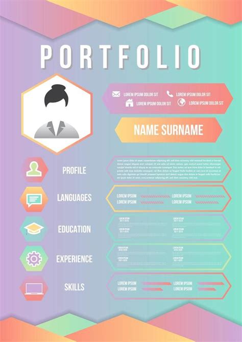 A Colorful And Modern Resume With An Image On The Front In Pastel Colors