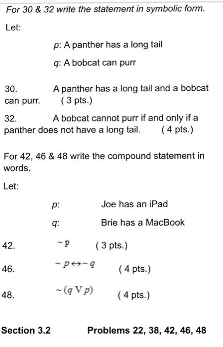 Solved For 30 And 32 Write The Statement In Symbolic Form