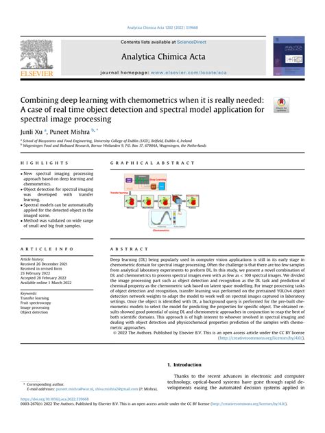 Pdf Combining Deep Learning With Chemometrics When It Is Really