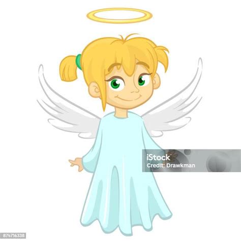 만화 천사입니다 Vecor 비행 소녀 천사 크리스마스 Holyday 장식의 그림 인쇄 포스터 스티커 인사말 카드 또는 초대장 디자인 겨울에 대한 스톡 벡터 아트 및 기타