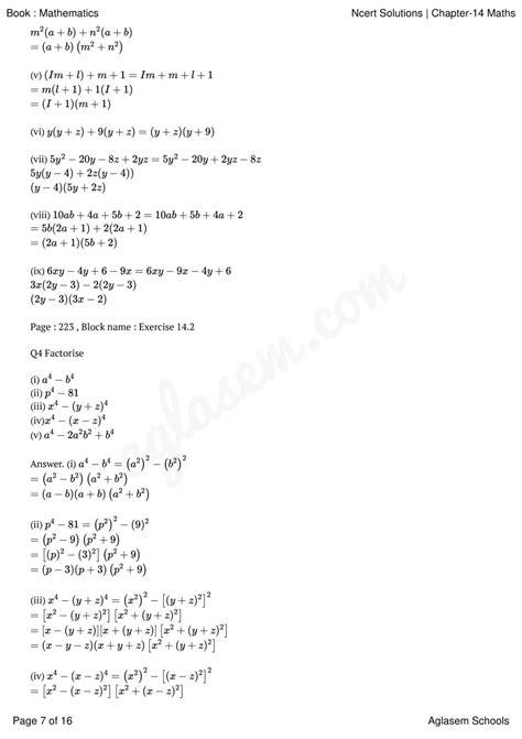 Ncert Solutions 2025 Class 8 Maths Chapter 12 Factorisation Question Answer Pdf Aglasem