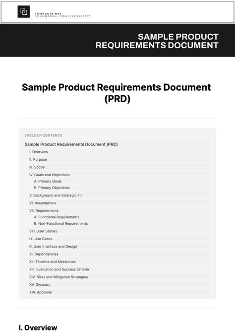 Free Sample Product Requirements Document Template To Edit Online