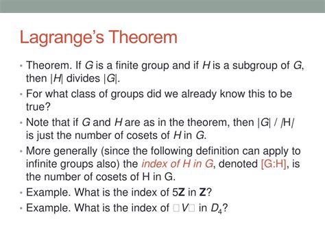 ppt cosets and lagrange s theorem 10 28 powerpoint presentation
