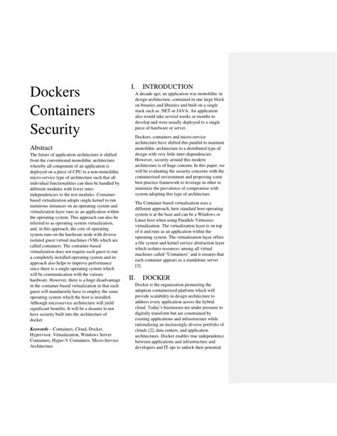 Pdf Dockers Containers Security
