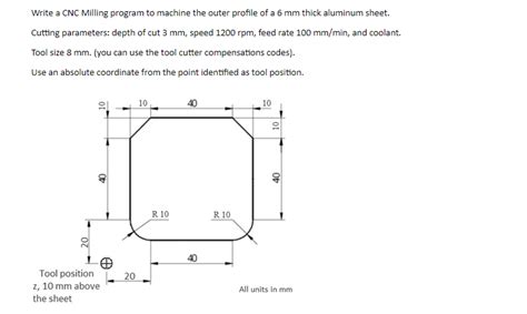 Solved Write A Cnc Milling Program To Machine The Outer