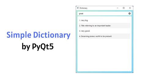 Pyqt5 Programs A Simple Dictionary Youtube