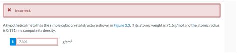 Solved A Hypothetical Metal Has The Simple Cubic Crystal