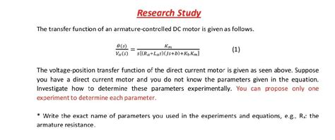 Solved The Transfer Function Of An Armature Controlled Dc