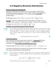 Understanding Negative Binomial Distribution Bernoulli Course Hero