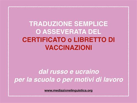Traduzione Del Certificato O Libretto Di Vaccinazioni Verso Italino