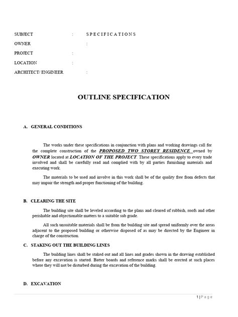 Construction Specifications Sample Template Pdf Concrete Plumbing