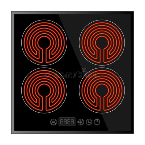Kitchen Electric Hob With Ceramic Surface And Stock Vector