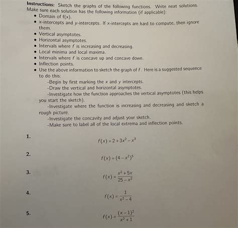Solved Instructions Sketch The Graphs Of The Following