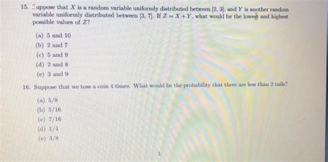Solved 15 Suppose That X Is A Random Variable Uniformly