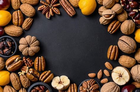 Top View Of Assorted Nuts And Dried Fruits With Pecan Premium Ai Generated Image