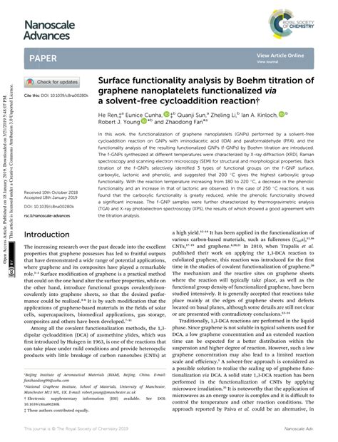 Pdf Surface Functionality Analysis By Boehm Titration Of Graphene Nanoplatelets Functionalized