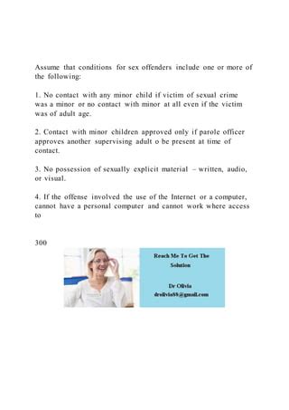 Assume That Conditions For Sex Offenders Include One Or More Of PDF