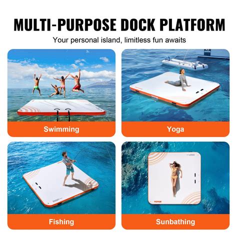 Vevor Inflatable Floating Dock 7 X 7ft Inflatable Dock Platform Non Slip Water Floating Dock