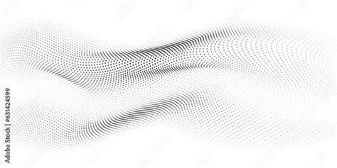 Flowing Dots Particles Wave Pattern 3d Curve Halftone Black Gradient Curve Shape Isolated On