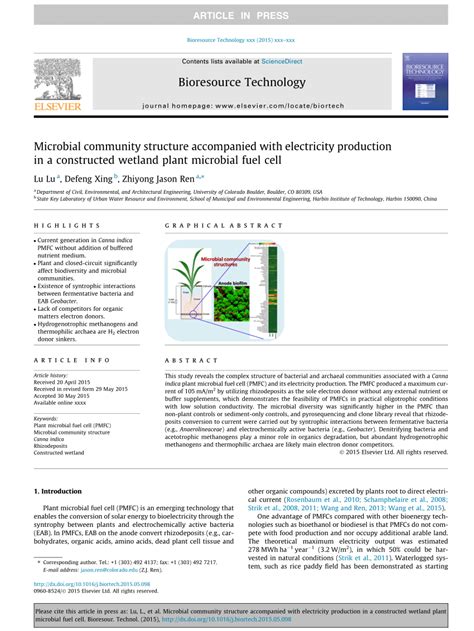 Pdf Microbial Community Structure Accompanied With Electricity Production In A Constructed