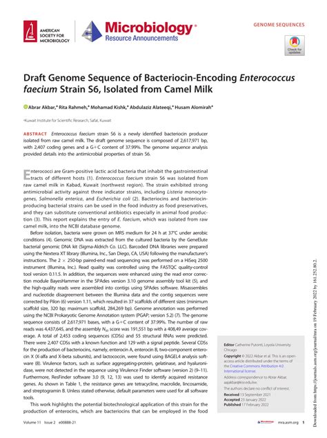 Pdf Draft Genome Sequence Of Bacteriocin Encoding Enterococcus