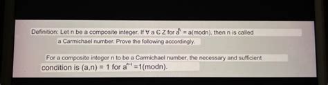 solved definition let n be a composite integer if ∀a∈z for