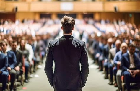 Premium AI Image AI Generative Back View Of Speaker At Business Conference And Presentation