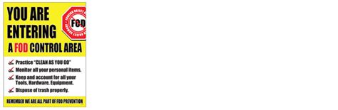 Fod Sign 11×14 Entering Control Area Fod Prevention Foreign Object