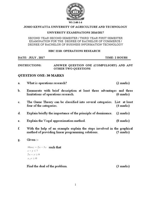 Operations Research Exam Guide Pdf Mathematical Optimization Simulation