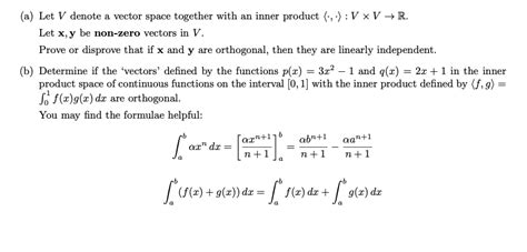 Solved A Let V Denote A Vector Space Together With An Chegg Com