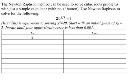 Solved The Newton Raphson Method Can Be Used To Solve Cubic