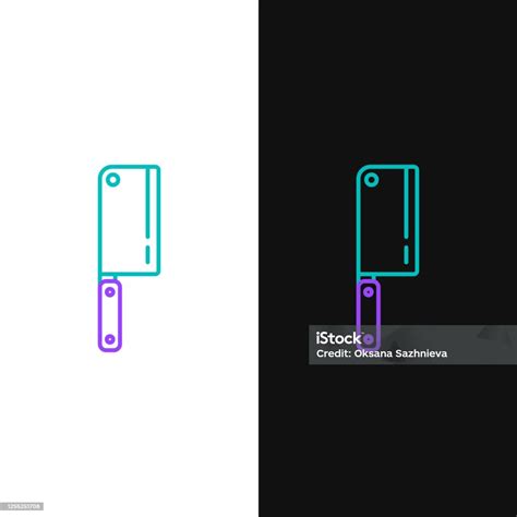 흰색과 검은 색 배경에 격리 된 라인 고기 헬기 아이콘 고기 부엌 칼 정육점 칼 다채로운 개요 개념 벡터 가정 생활에 대한 스톡 벡터 아트 및 기타 이미지 Istock