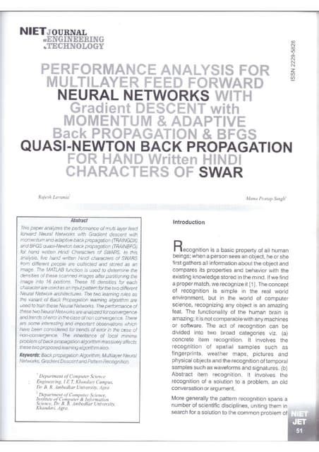 Performance Analysis For Multilayer Feed Forward Neural Network With