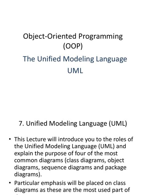 Lecture 7 Introduction To Uml Oop Pdf Class Computer Programming Unified Modeling Language