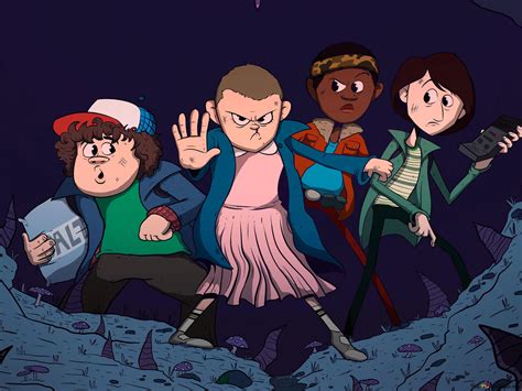 Stranger Things Dustin Eleven Lucas And Mike Cartoons 4k