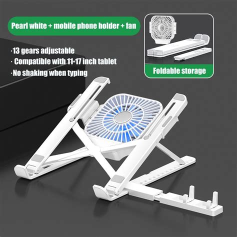 Foldable Laptop Stand Holder With Cooler Fan Desk Tablet Mount Bracket Notebook Cooling Stand