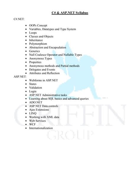 1 Dotnet Syllabus Pdf