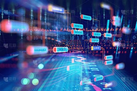 未来 大数据 绘画插图 抽象 艺术 水平画幅 块状 巨大的 网络安全防护 科学素材 花瓣网