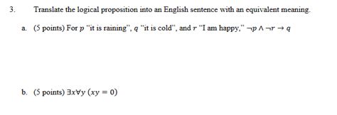 Solved 3 Translate The Logical Proposition Into An English
