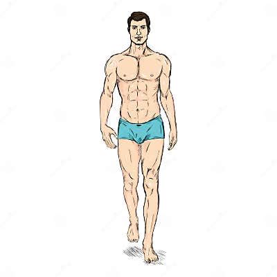 Vector Sketch Fashion Male Model In Underwear Stock Illustration