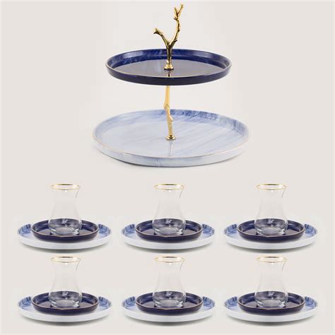 قیمت و مشخصات سرویس چای خوری 18 پارچه گلور مدل ابر وباد به همراه شیرینی