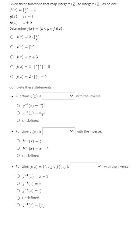 Solved Given Three Functions That Map Integers Z To