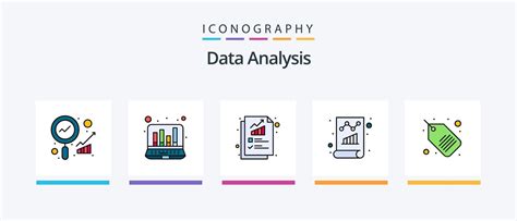 Data Analysis Line Filled 5 Icon Pack Including Chart Digital Analysis Database Management