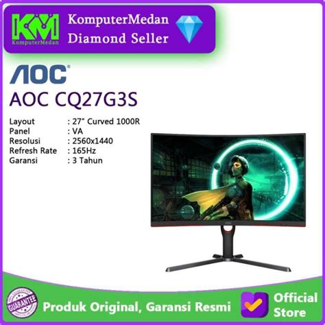 Jual Led Monitor Aoc Cq27g3s 27 Curved 1000r Qhd 165hz Freesync Premium Di Seller Komputermedan