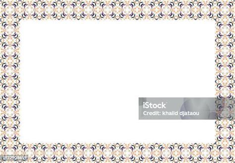 꽃 패턴이 있는 장식 프레임입니다 동양 스타일의 디자인을위한 우아한 요소 텍스트 장소 꽃 테두리 초대장과 인사말 카드를 위한 레이스 그림 0명에 대한 스톡 벡터 아트 및