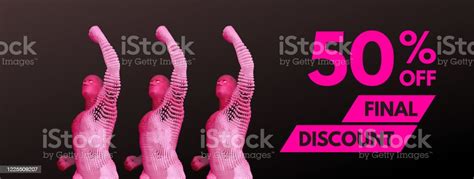 최종 할인 50 할인 세일 및 특별 행사 홍보 및 광고 개념 디자인 또는 인쇄를 위한 벡터 그림입니다 성공을 축하하는 남자 3 명에 대한 스톡 벡터 아트 및 기타 이미지