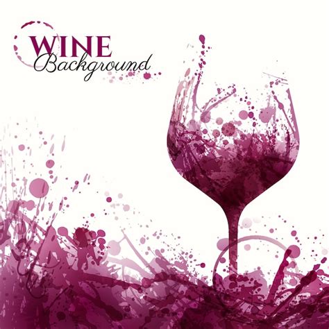 레드 와인 얼룩이 있는 와인 잔의 그림 프리미엄 벡터