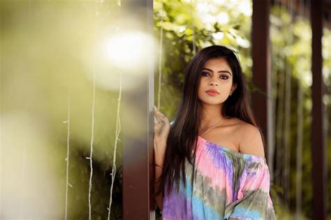 Spoorthi Gowda In Off Shoulder And Jeans Shorts South Indian Actress
