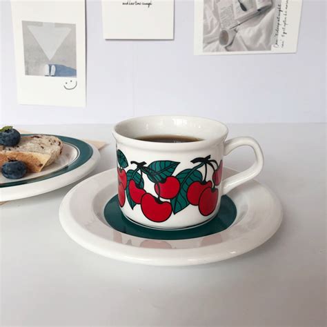 루디조아 북유럽 핀란드 레트로 체리 머그잔 세트 빈티지 아라비아 위시버킷