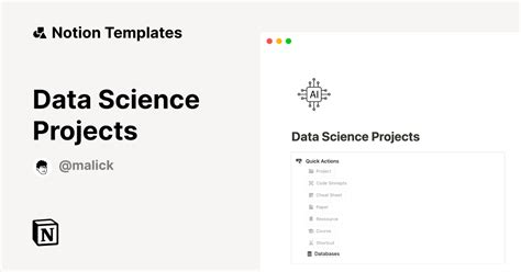 Data Science Projects Template Notion Marketplace